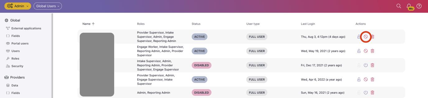 Disabling and Deleting Users
